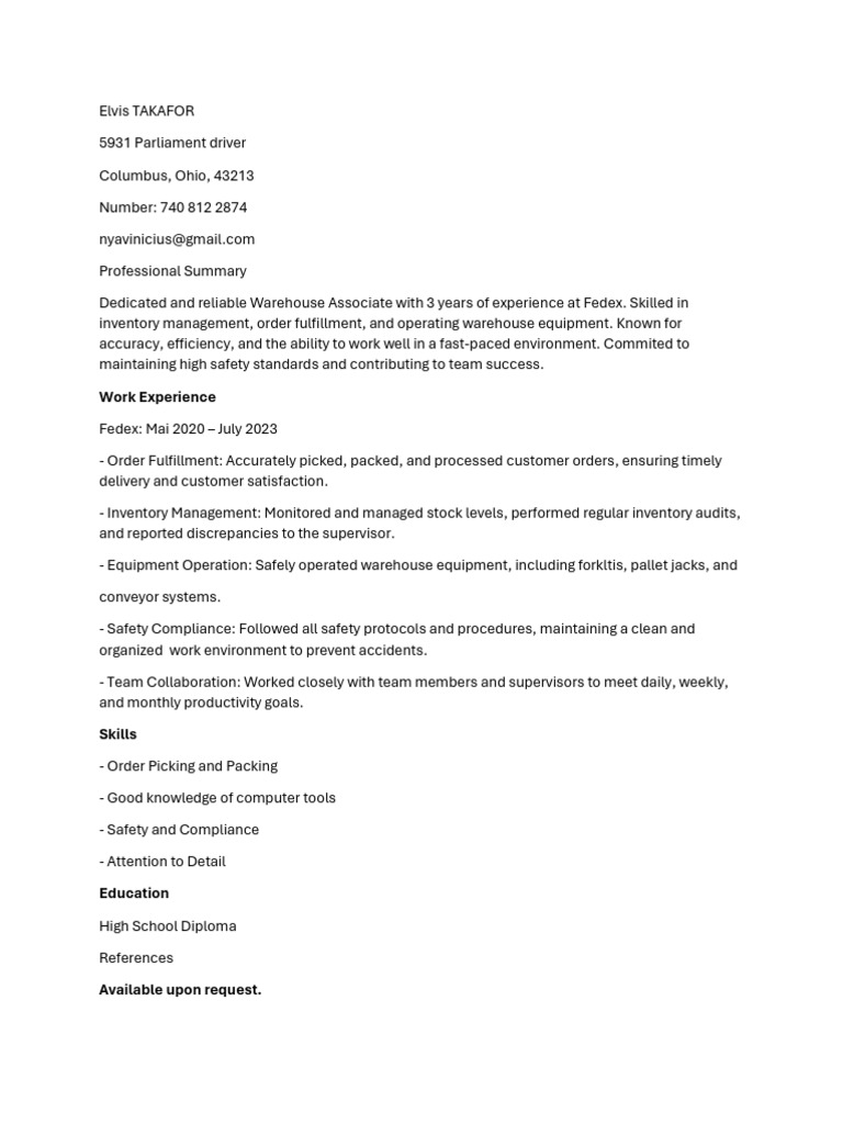 CV - Elvis | PDF