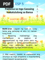 ESP 5 PPT Q3 W5 Day 1-5 - Nakapagpapakita NG Magagandang Halimbawa NG Pagiging Responsableng ...