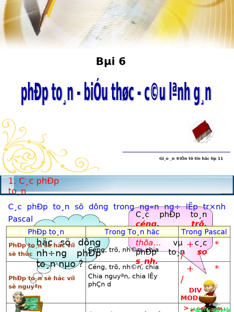 Tiet 06. Phep Toan-Bieu Thuc-Cau Lenh Gan | PDF