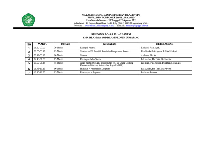Rundown Acara Jalan Santai | PDF