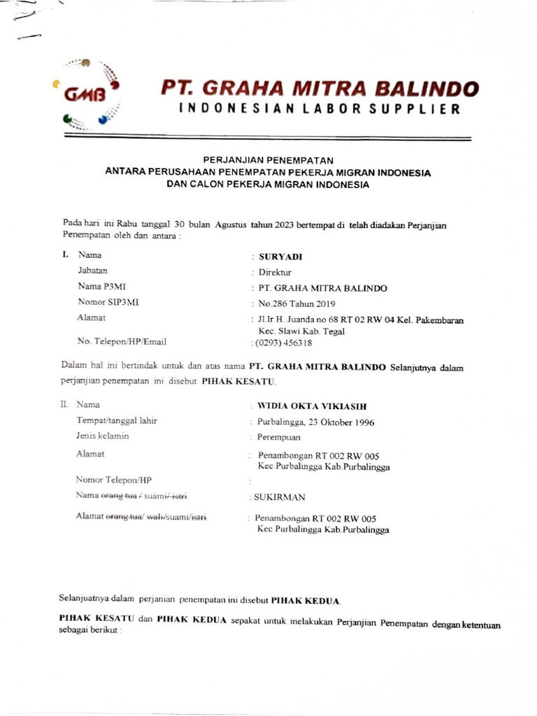 PP Widia Okta Vikiasih PT. Graha Mitra Balindo | PDF