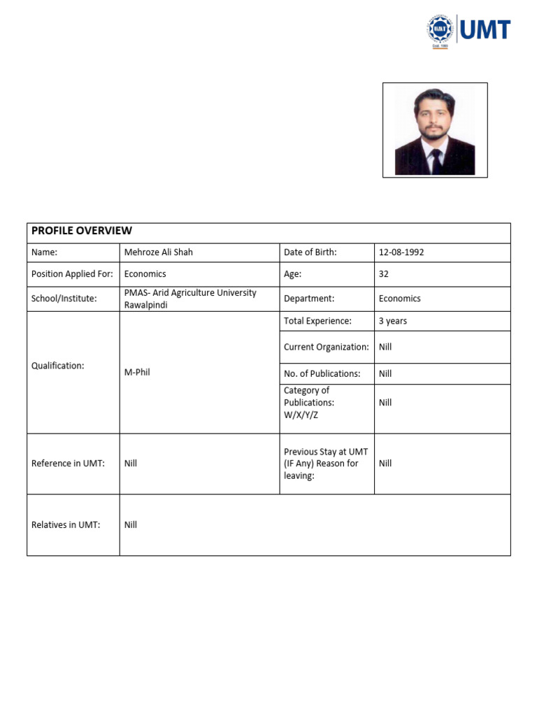 Standard CV Format For Faculty | PDF | Urbanization | Economic Growth