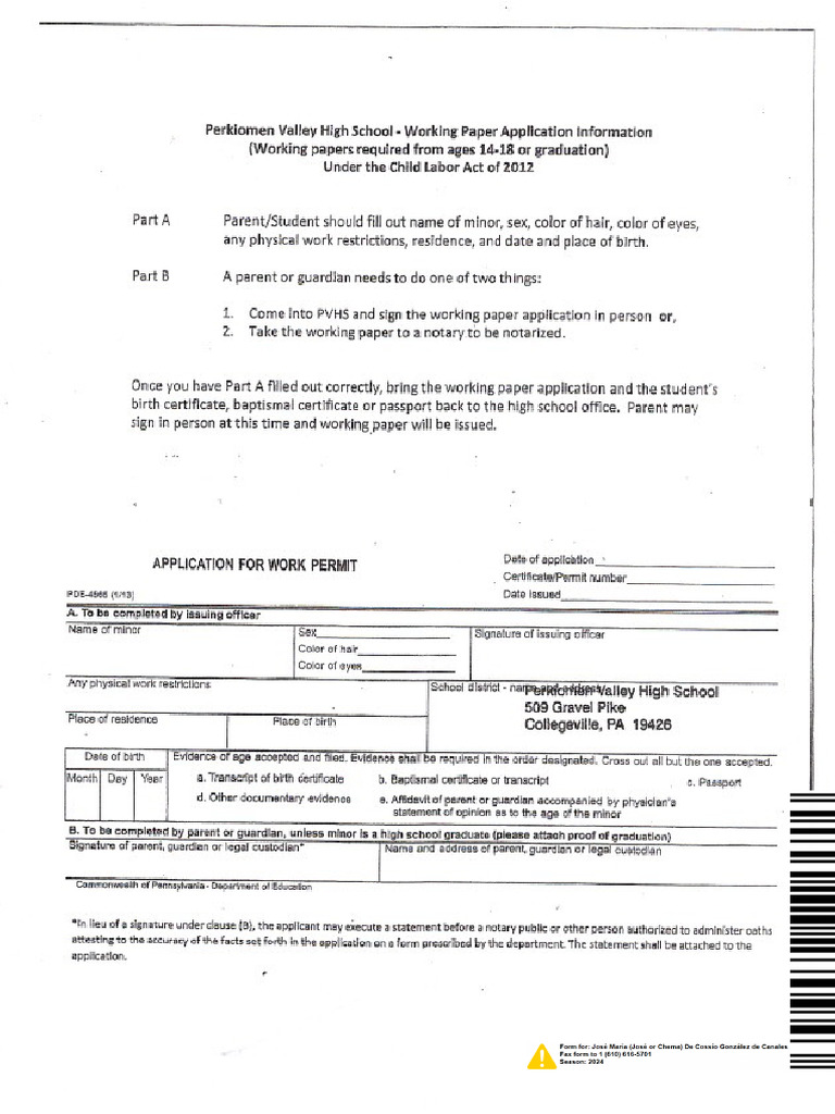 PVHS - Working Paper Application Info | PDF