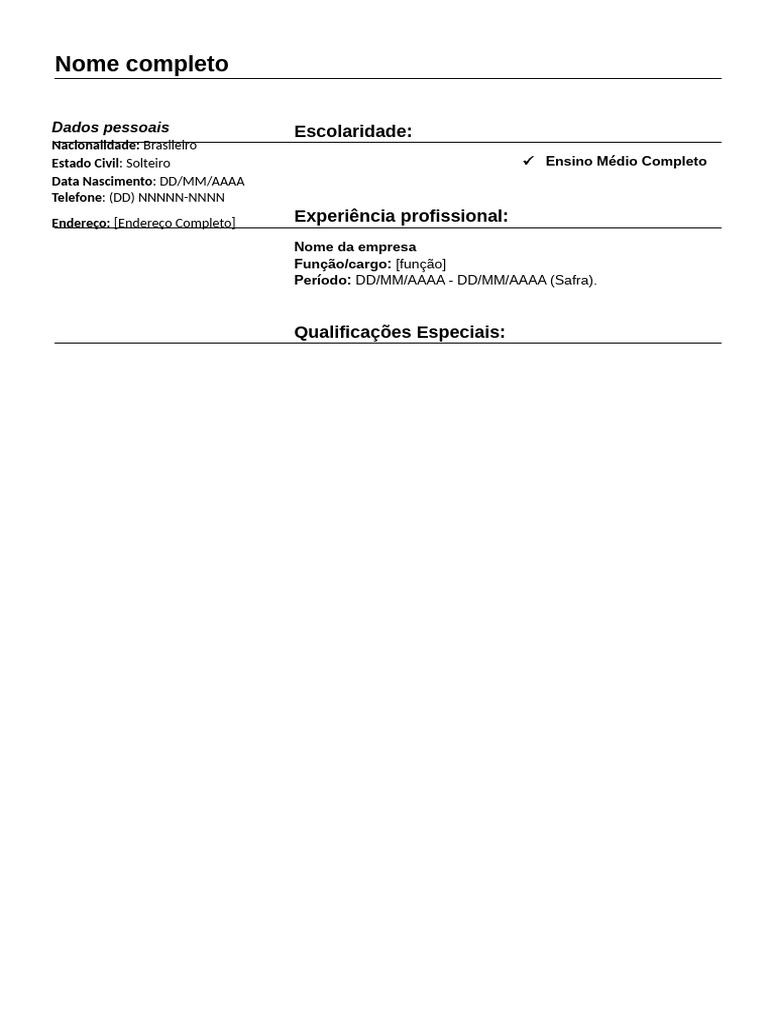 Modelo de Curriculum | PDF