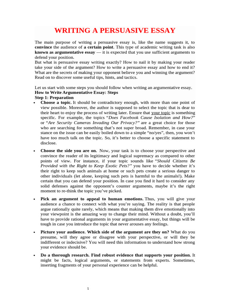 Writing A Persuasive Essay | PDF | Essays | Argument