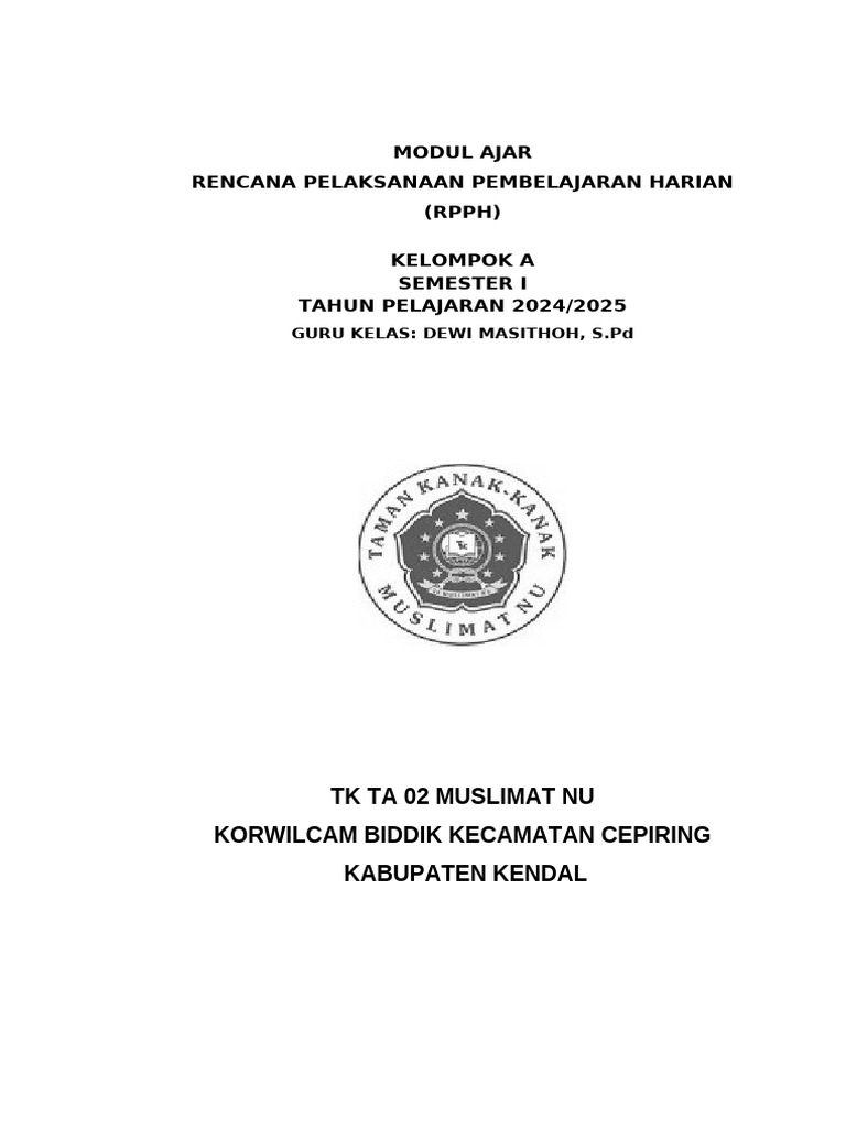 Cover RPPH TK Ta 02 Karangayu | PDF