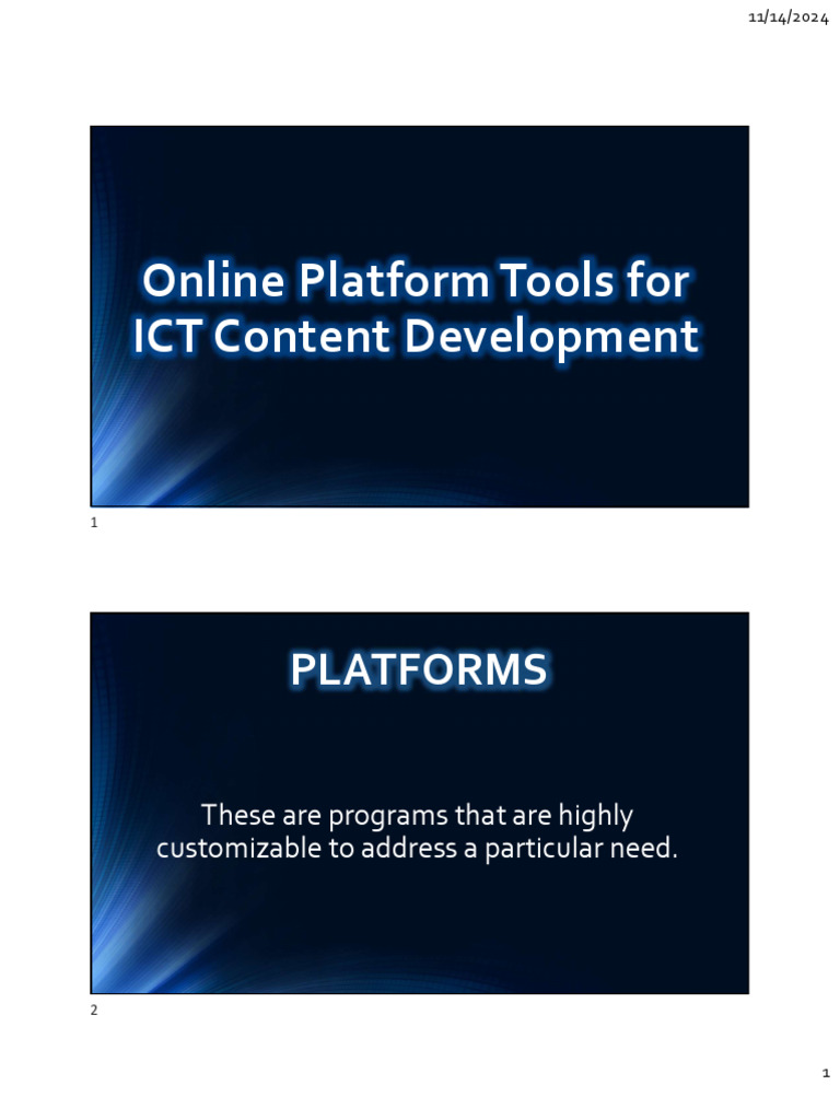 Online Platform Tools For ICT Content Development: Platforms | PDF ...