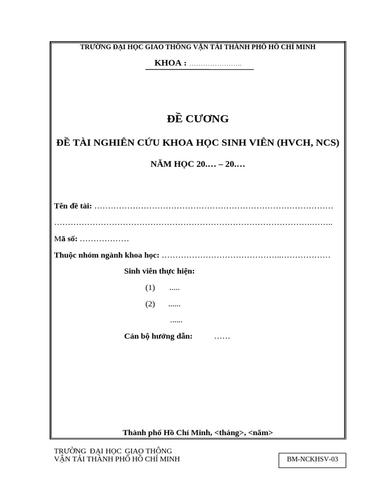 BM NCKHSV 03 de Cuong NCKH | PDF