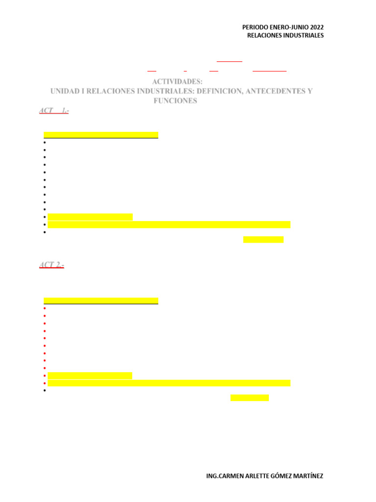 Actvidades U1 y U2 2023 Relaciones Industriales | PDF | Gestión de recursos humanos | Informática