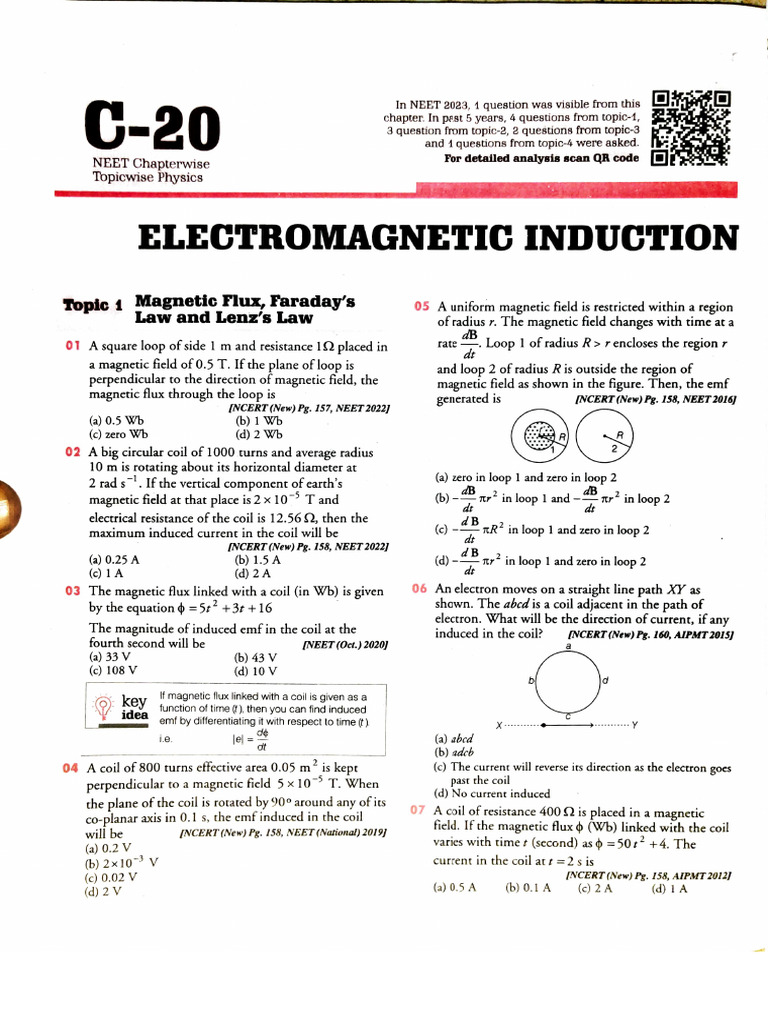 EMI NEET PYQ Arihant | PDF | Electromagnetic Induction | Inductor