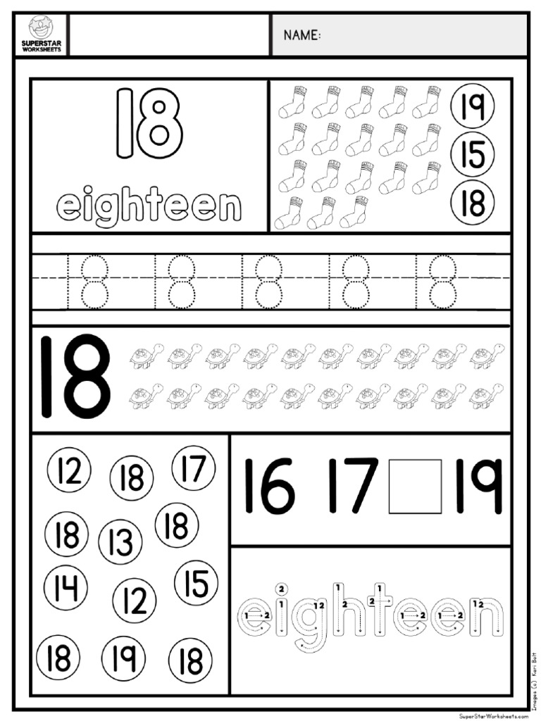Preschool Number 18 Worksheet | PDF