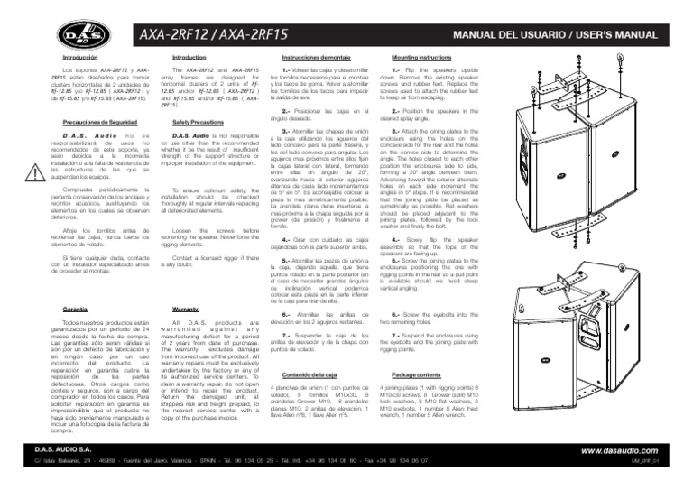 Das Audio Axa 2rf12 Axa 2rf15 Manual de Usuario | PDF