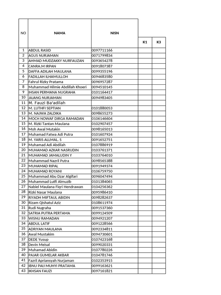 Format Nilai Dan Legger Kelas 8 | PDF