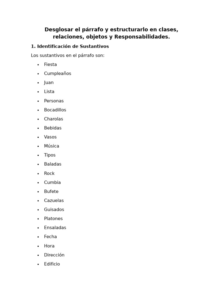 Desglosar El Párrafo y Estructurarlo en Clases | PDF