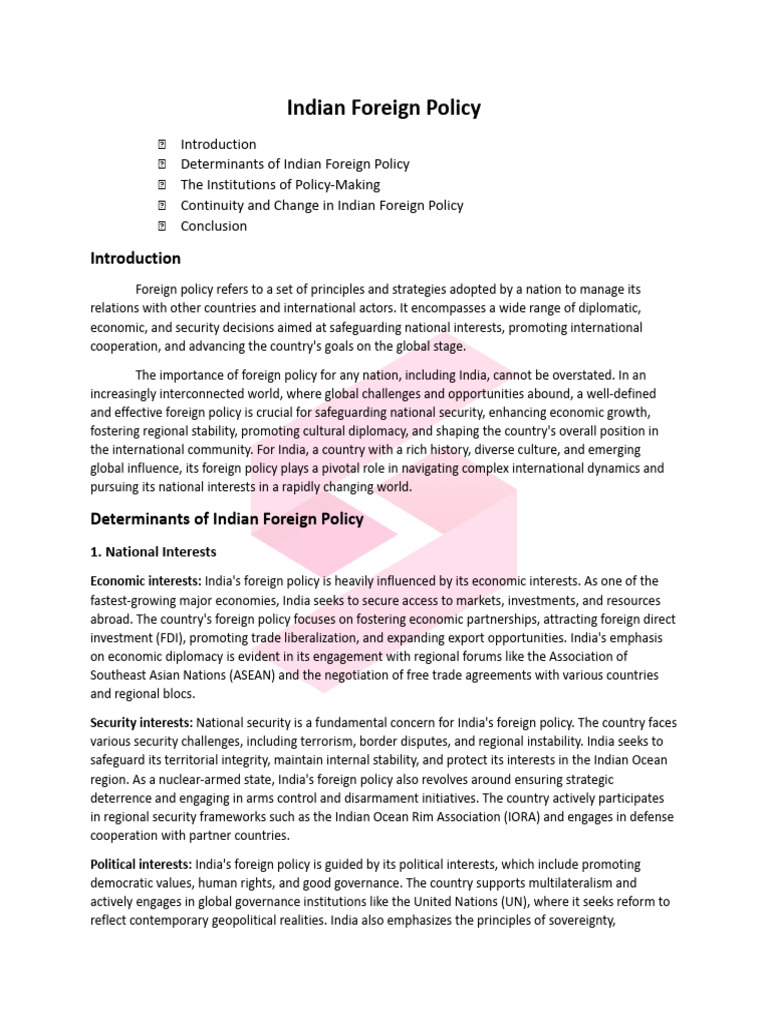 Overview of Indian Foreign Policy | PDF | Non Aligned Movement ...