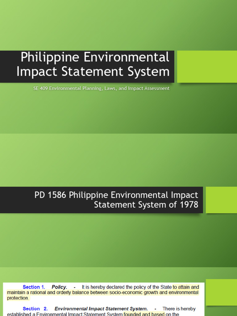 SE 409 - M4 - L1 - Philippine Environmental Impact Statement System | PDF | Environmental Impact ...