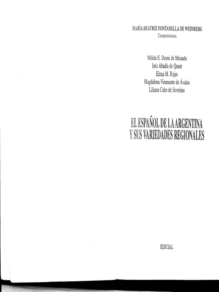 María Beatriz Fontanella de Weinberg - El Español de La Argentina y Sus ...