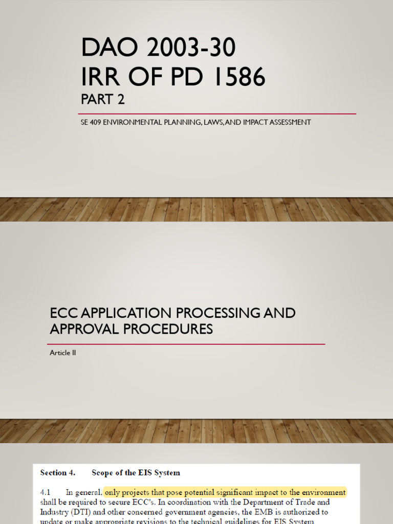 SE 409 - M4 - L2 - Philippine Environmental Impact Statement System | PDF