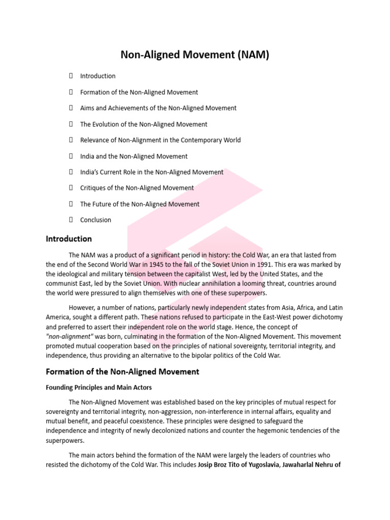 Non-Aligned Movement | PDF | Non Aligned Movement | International Relations