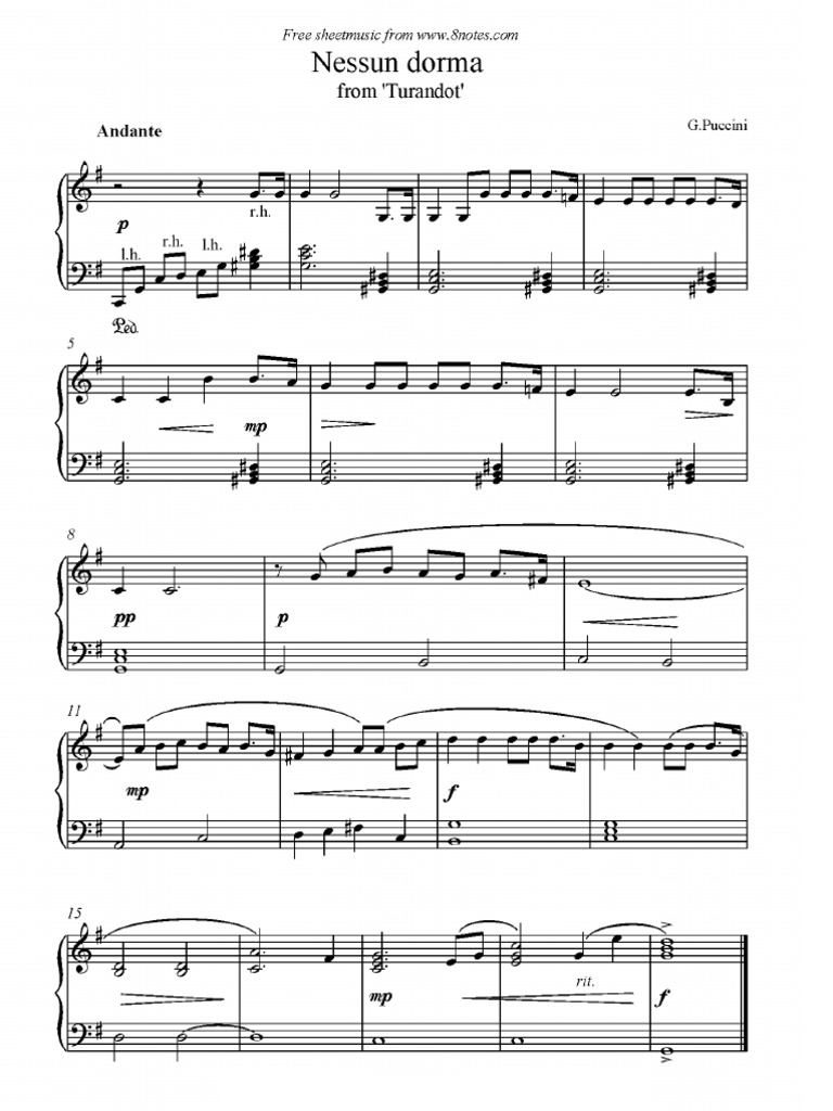 Puccini - Nessun Dorma | PDF