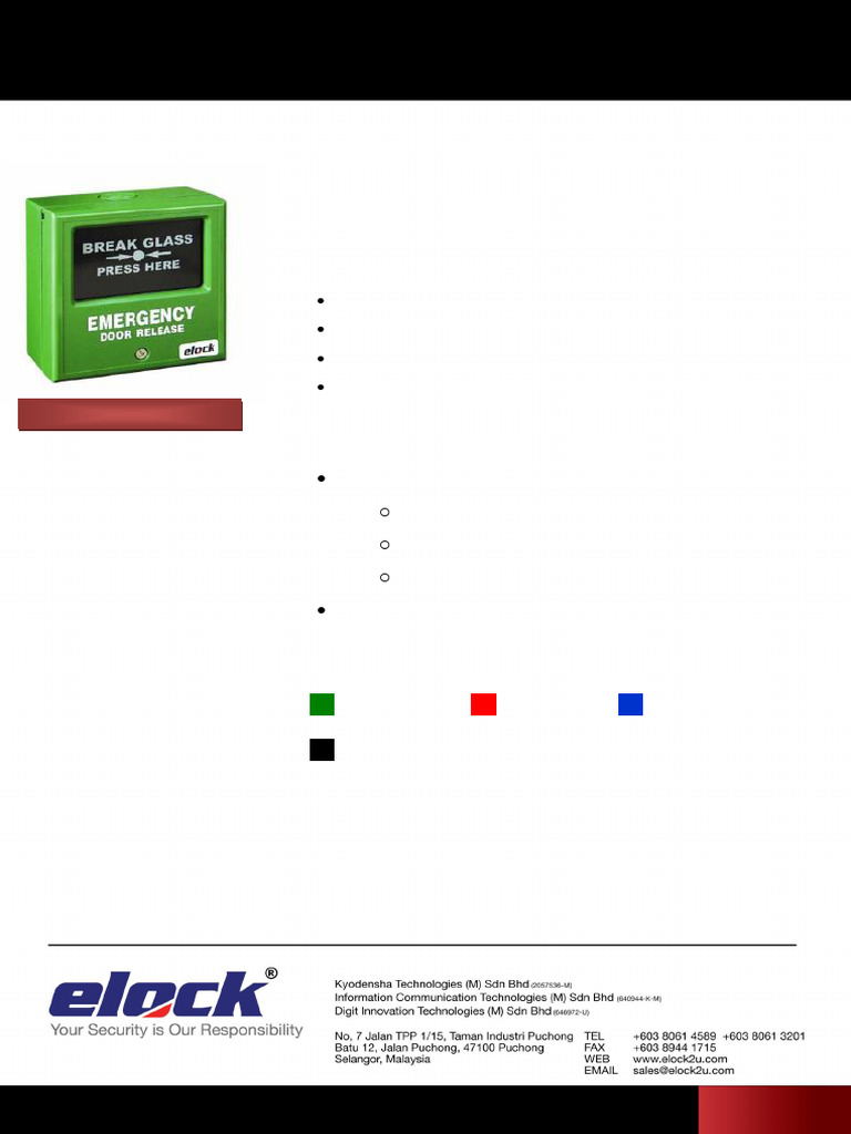Elock - Break Glass, EL-EB4 | PDF