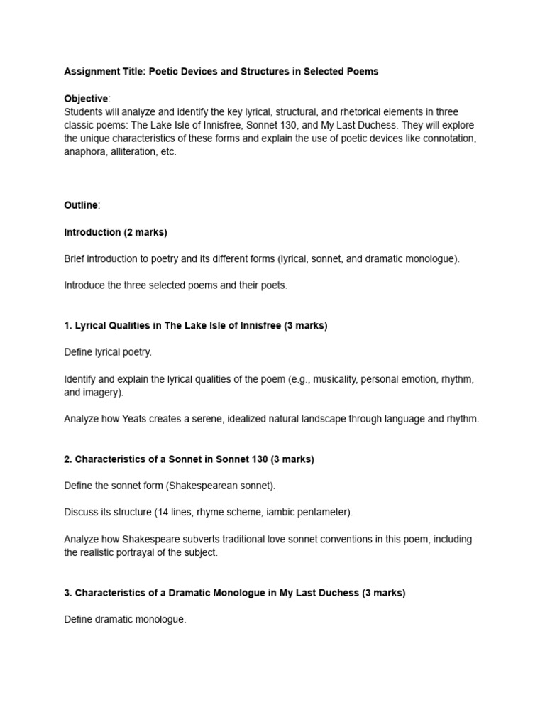 Poetic Devices in Classic Poems Analysis | PDF