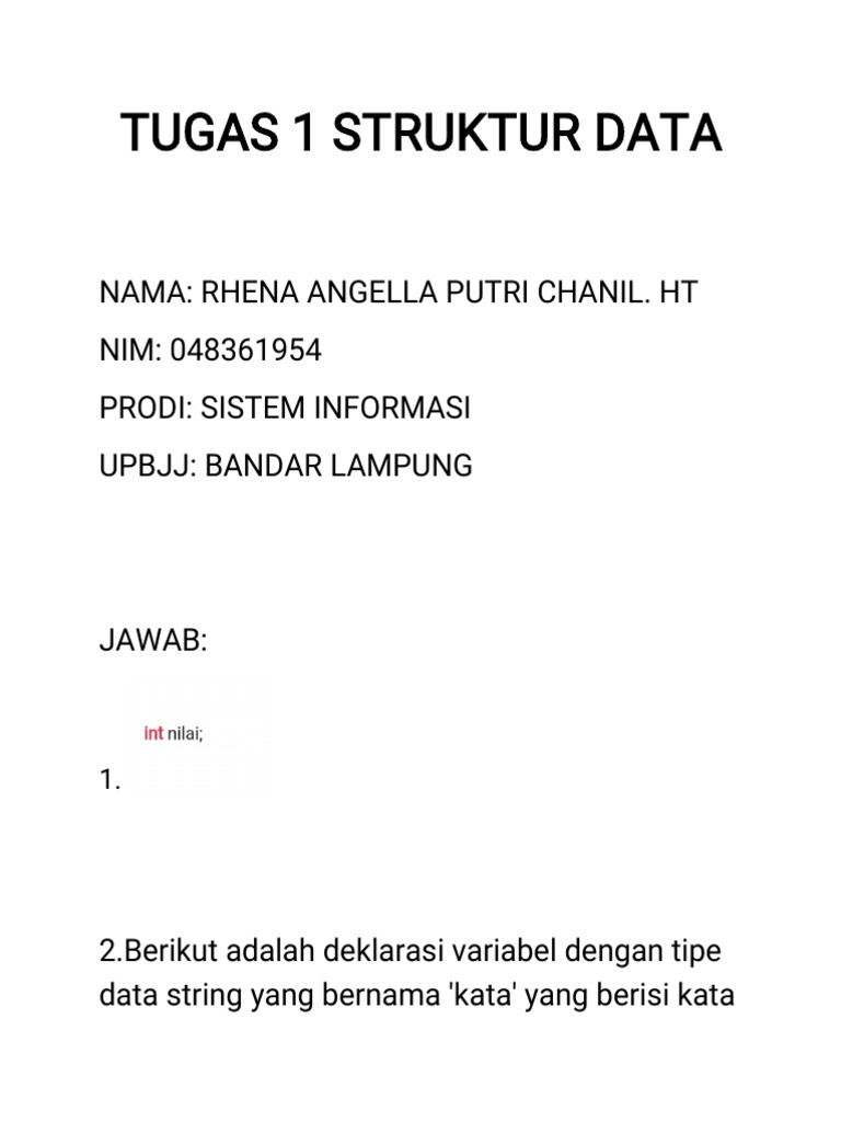 Tugas 1 Struktur Data | PDF