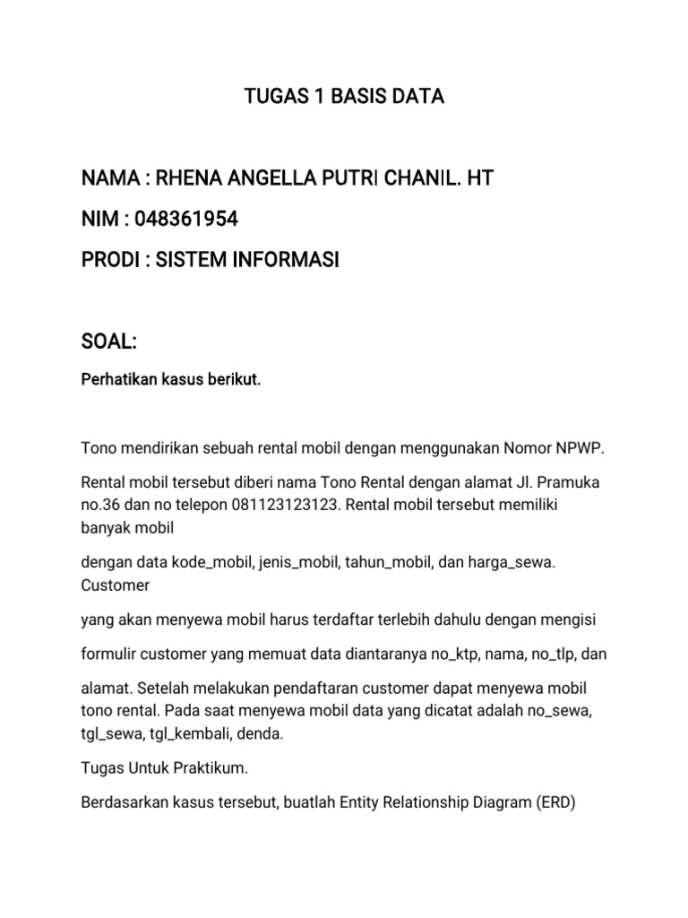 Tugas 1 Basis Data | PDF
