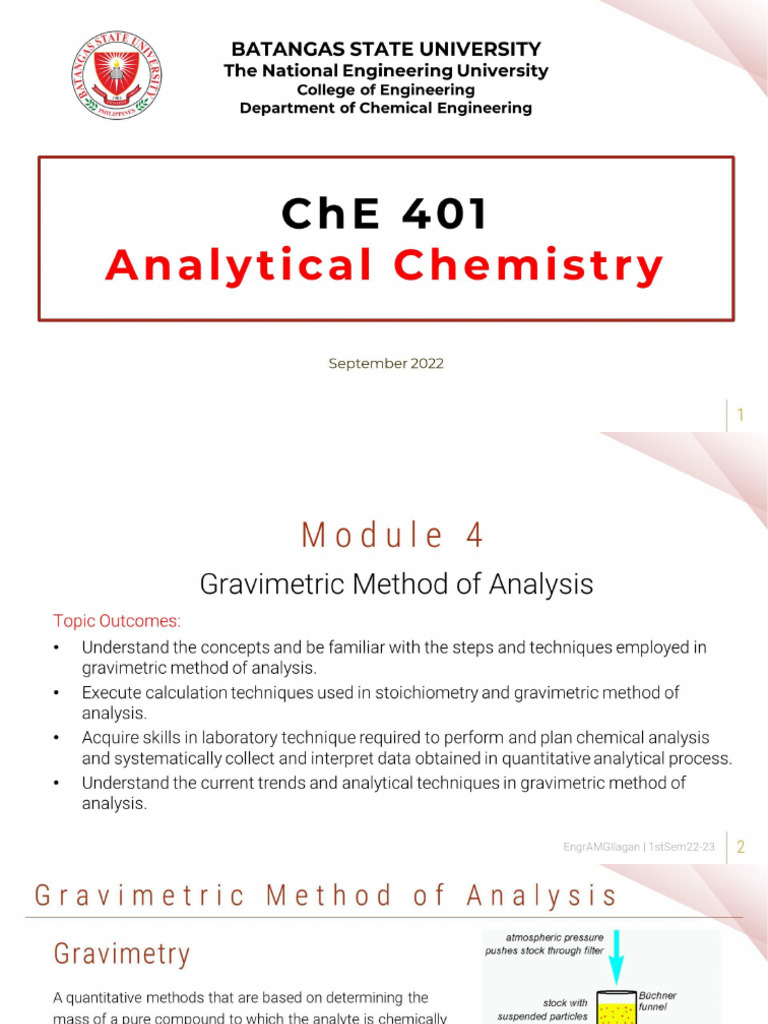 Lecture 4 Gravimetric Method of Analysis | PDF