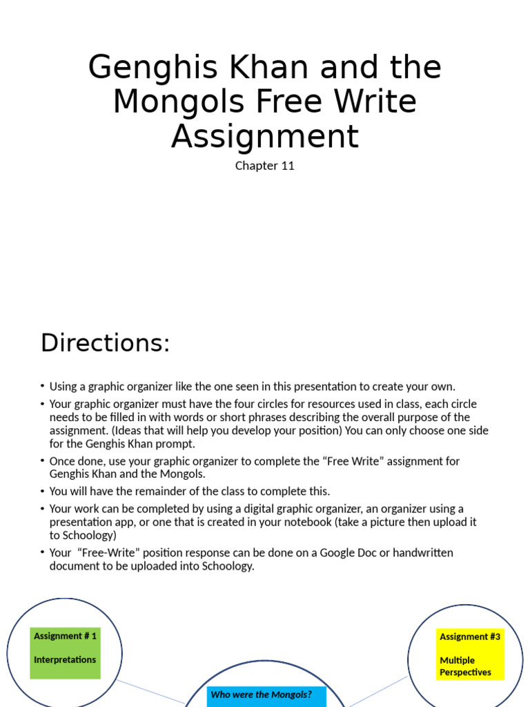 Free Write Presentation | PDF | Genghis Khan | Mongol Empire