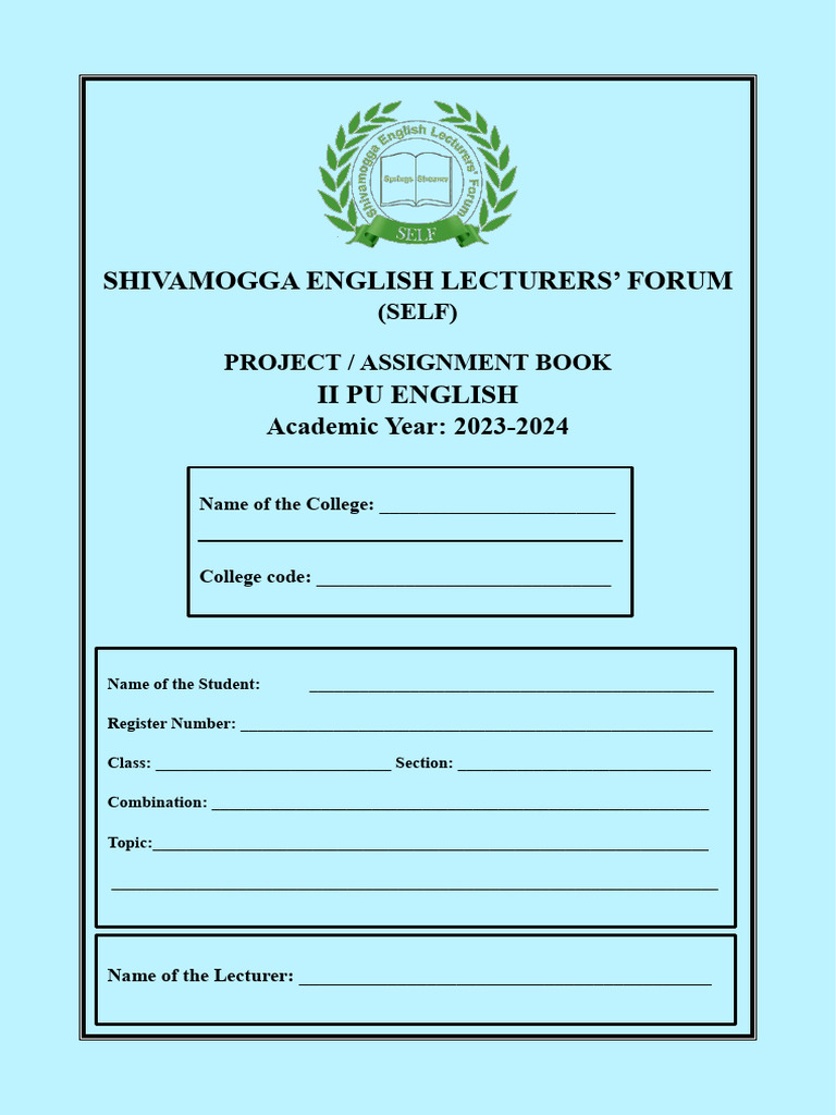 English Assignment Book - II PUC - 16 Pages | PDF