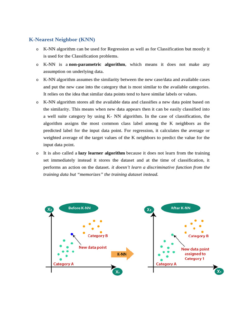 K Nearest Neighbor Knn Non Parametric Algorithm Pdf Statistical Analysis Teaching