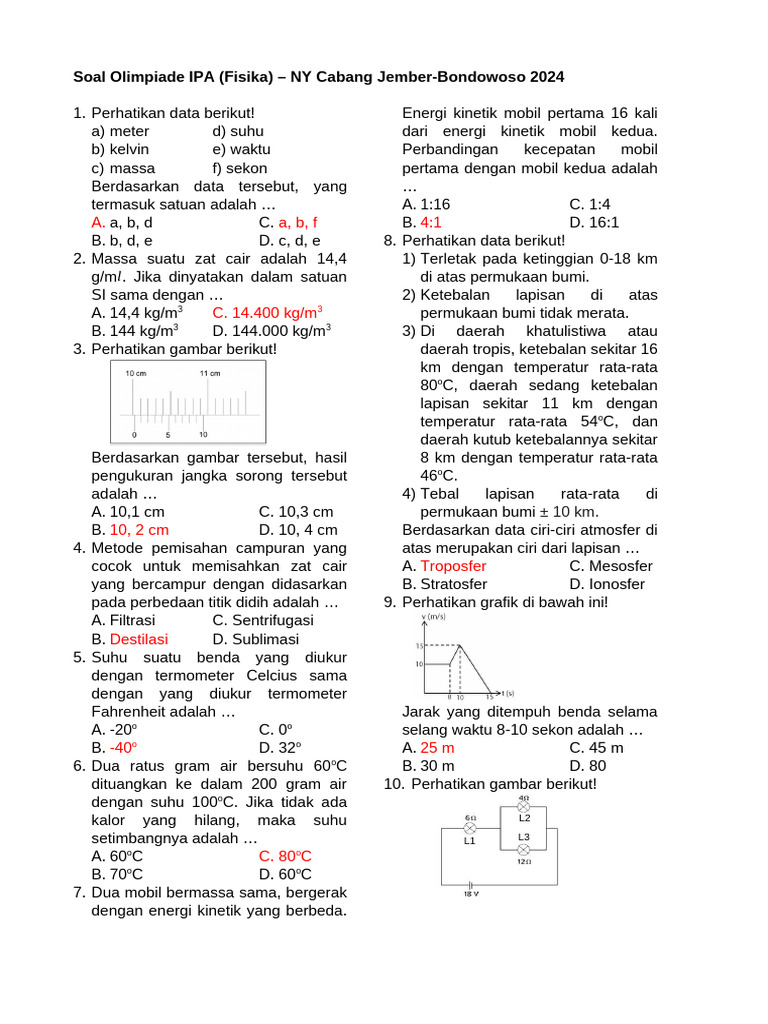 Soal Olimpiade IPA (FISIKA) - Tingkat SD Sederajat - Andri | PDF