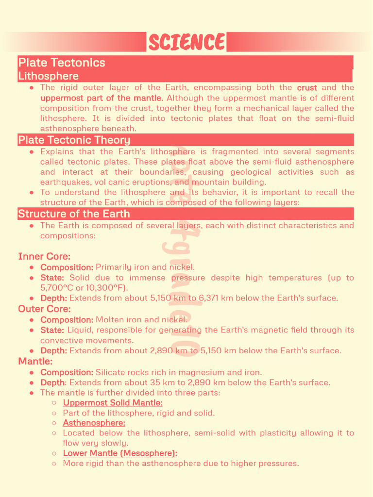 Science - Quarter 1 | PDF | Plate Tectonics | Structure Of The Earth