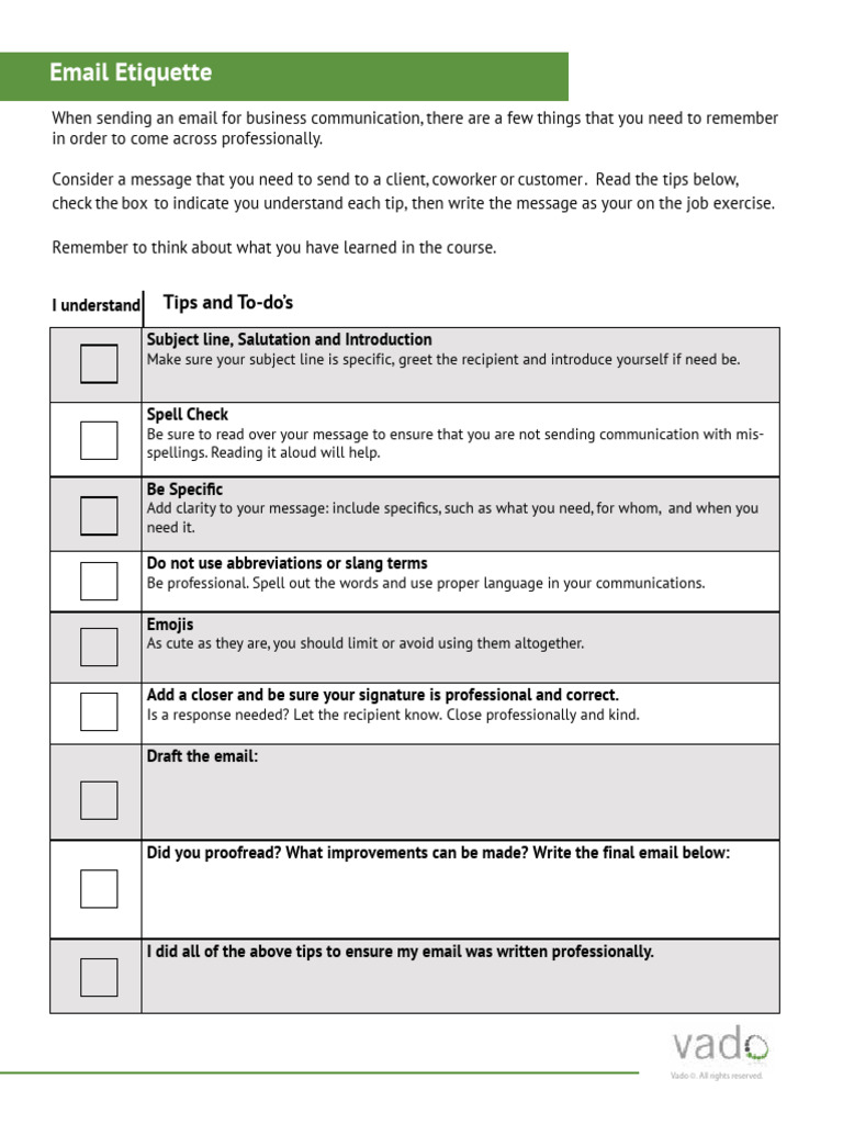 Email Etiquette - JobAid | PDF