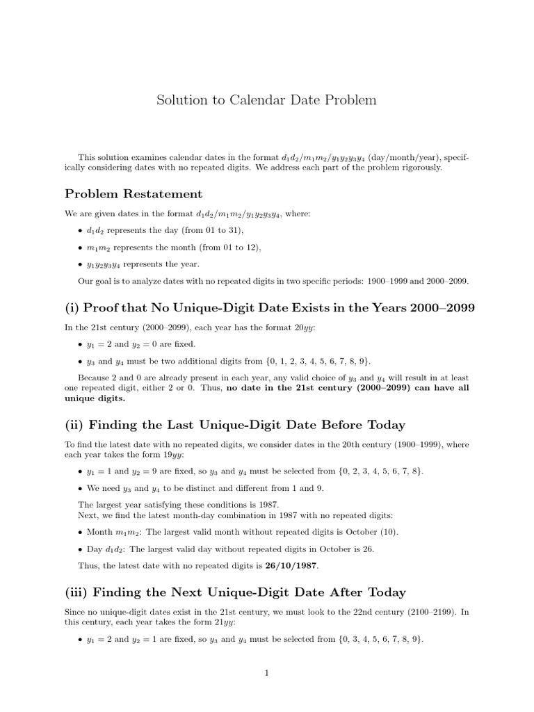 Calendar Problem | PDF | Mathematics