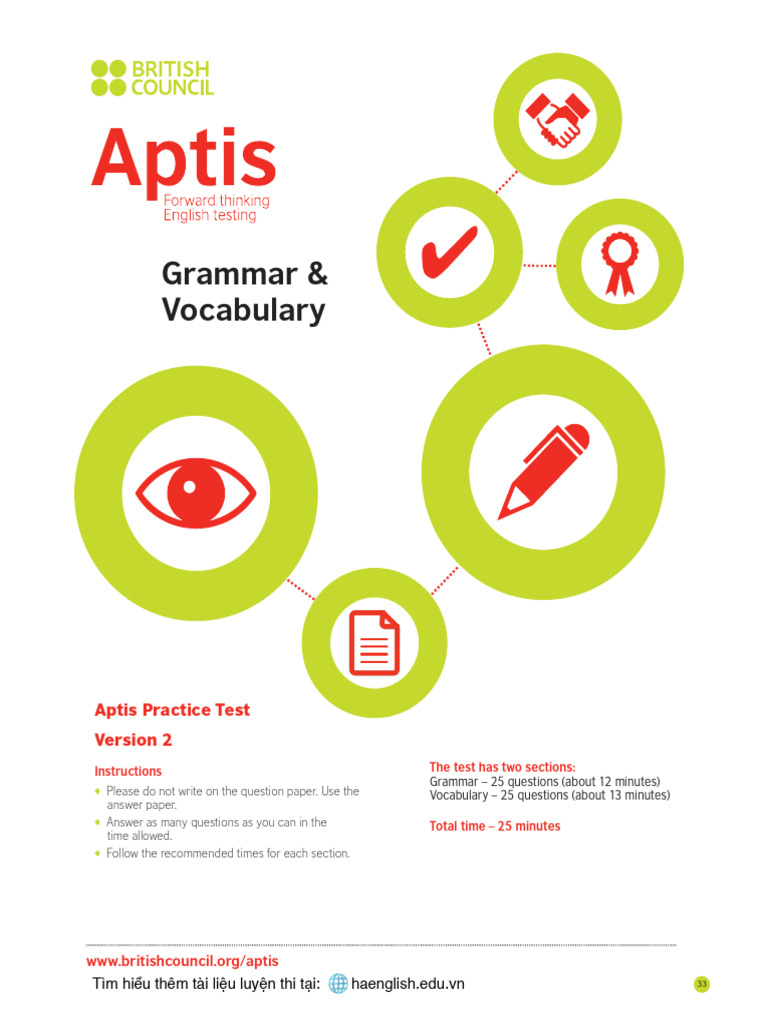 Aptis GRAMMAR T1 | PDF