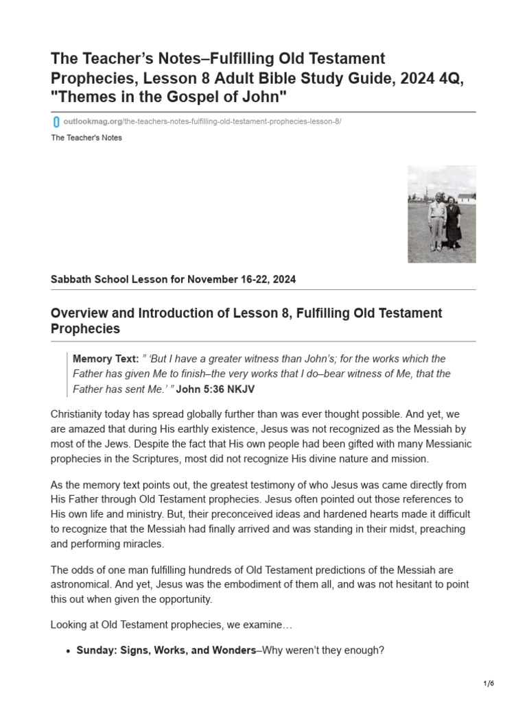 The Teachers NotesFulfilling Old Testament Prophecies Lesson 8 Adult ...