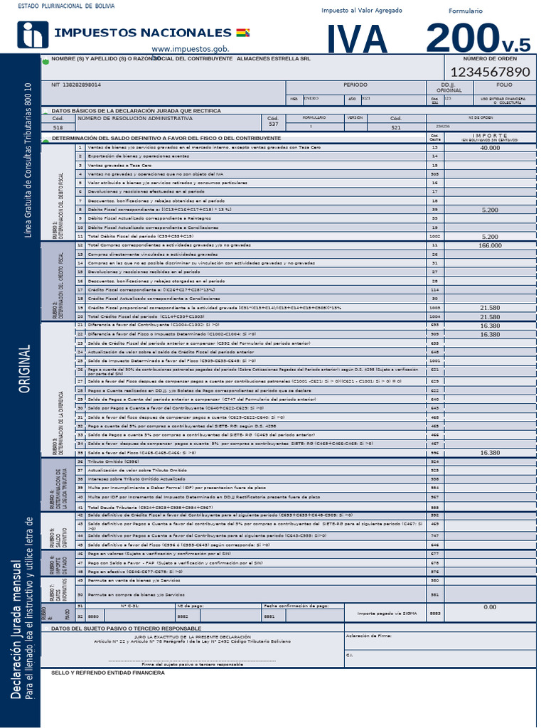 Formulario Iva Enero y Febrero | PDF | Impuesto al valor agregado ...