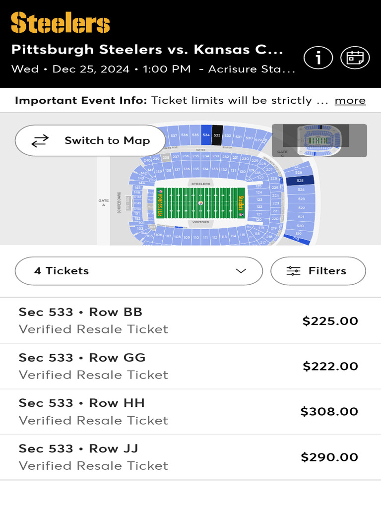 Steelers vs. Chiefs Ticket Info | PDF