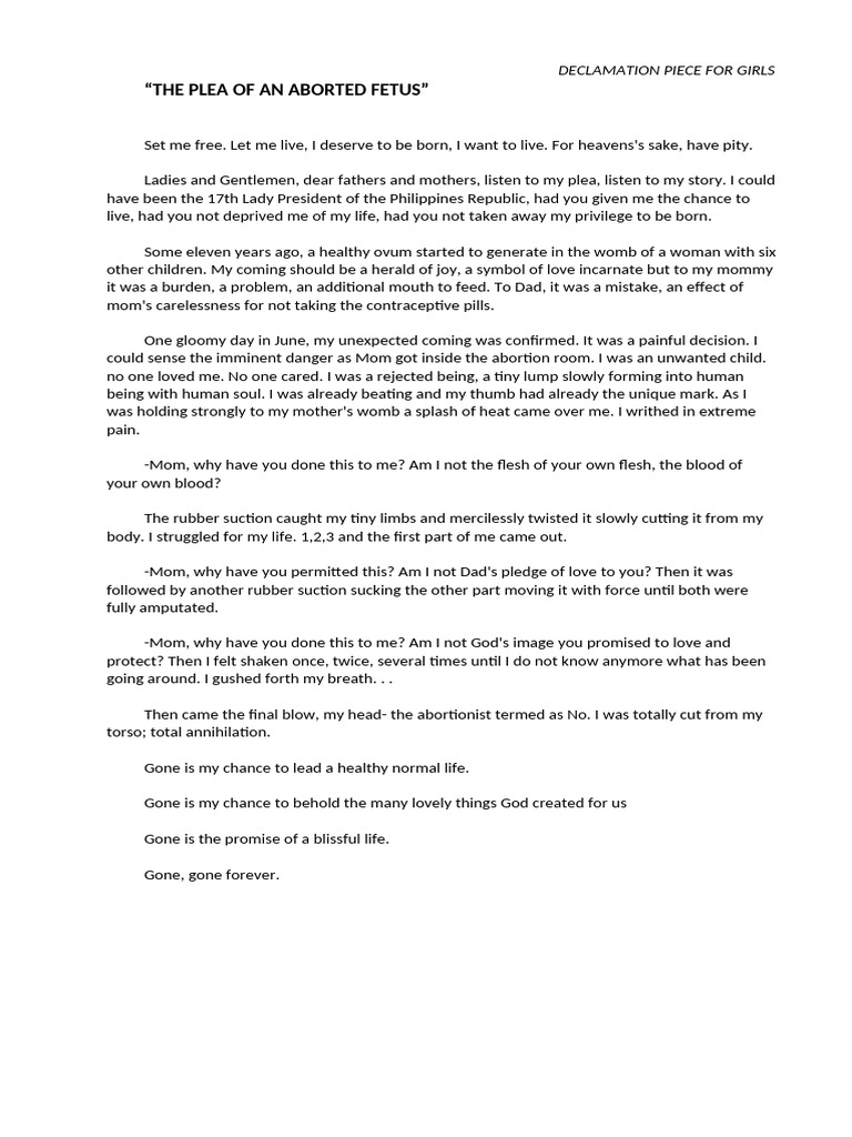 Declamation Pieces For Boys and Girls | PDF