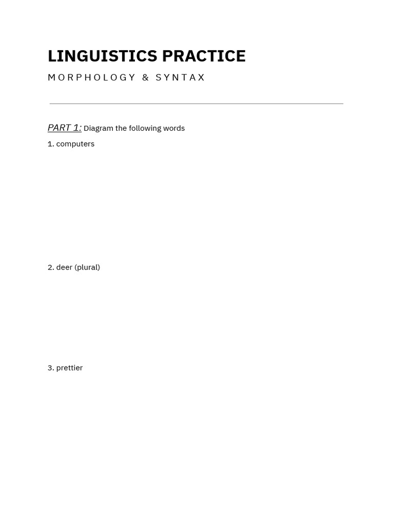 Practice 2 - Morphology Syntax | PDF | Linguistic Typology | Grammar