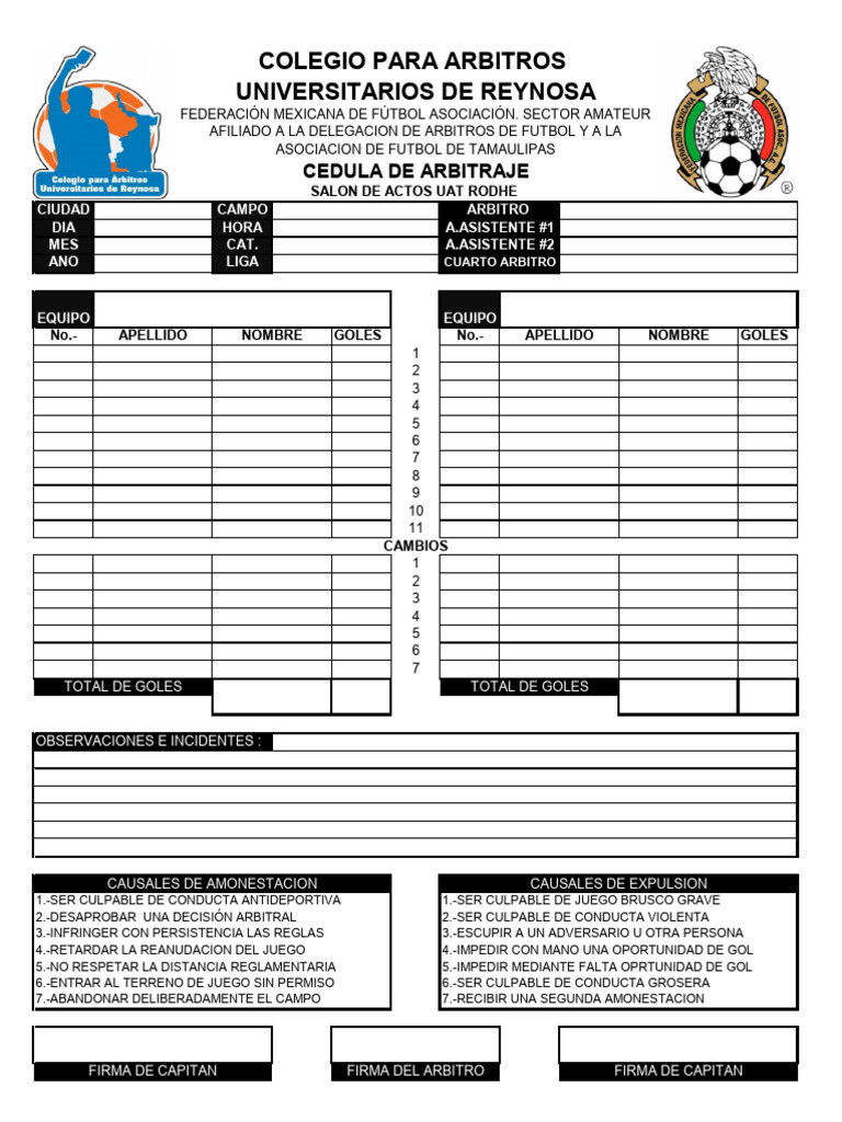 Nueva Cedula 2021 | PDF | Árbitro | Asociación de Futbol