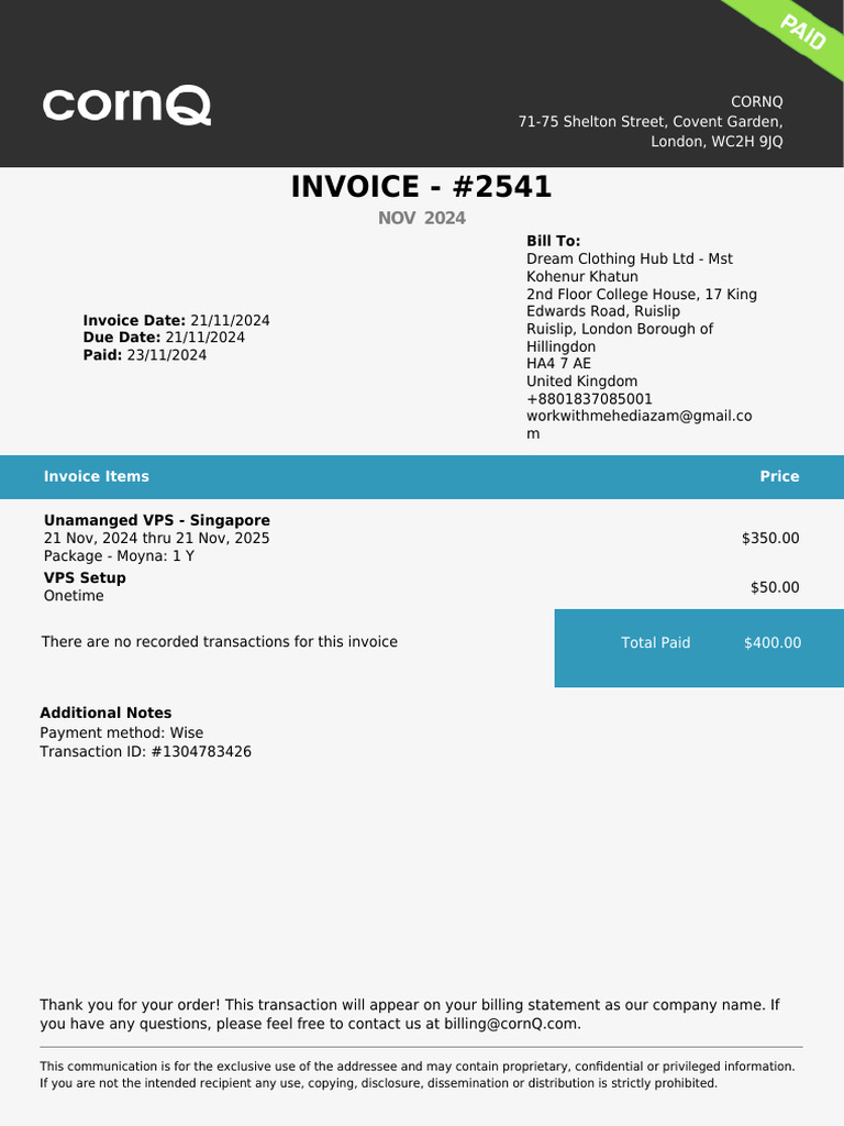 Invoice 2541 | PDF | Accounting