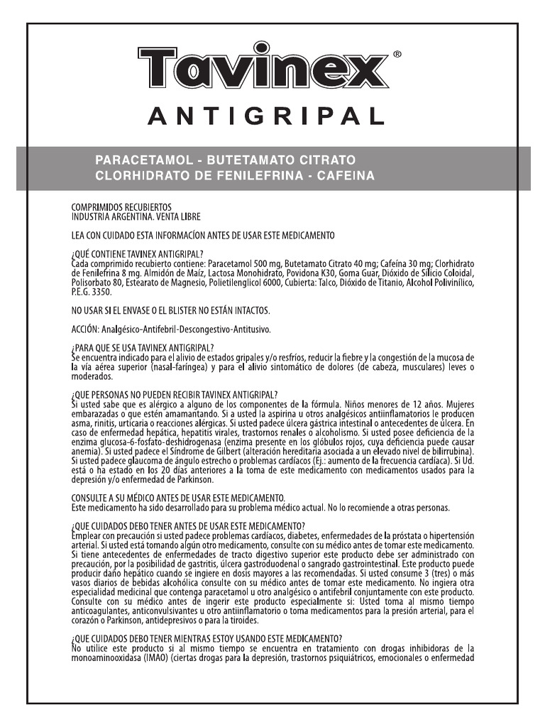 Prospecto Tavinex Antigripal 1 | PDF
