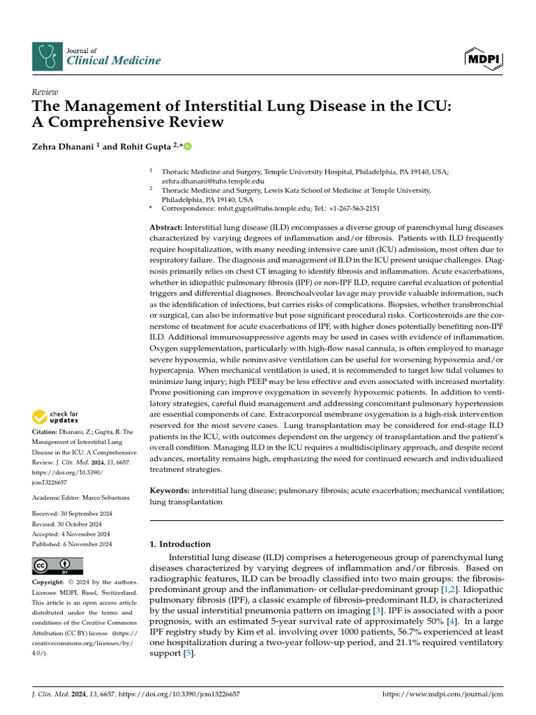 The Management of Interstitial Lung Disease in The ICU - A ...