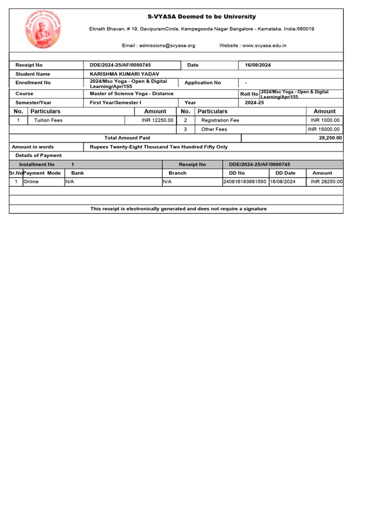 Fee Receipt of 1st and 2nd Sem | PDF | Education Finance | Education ...