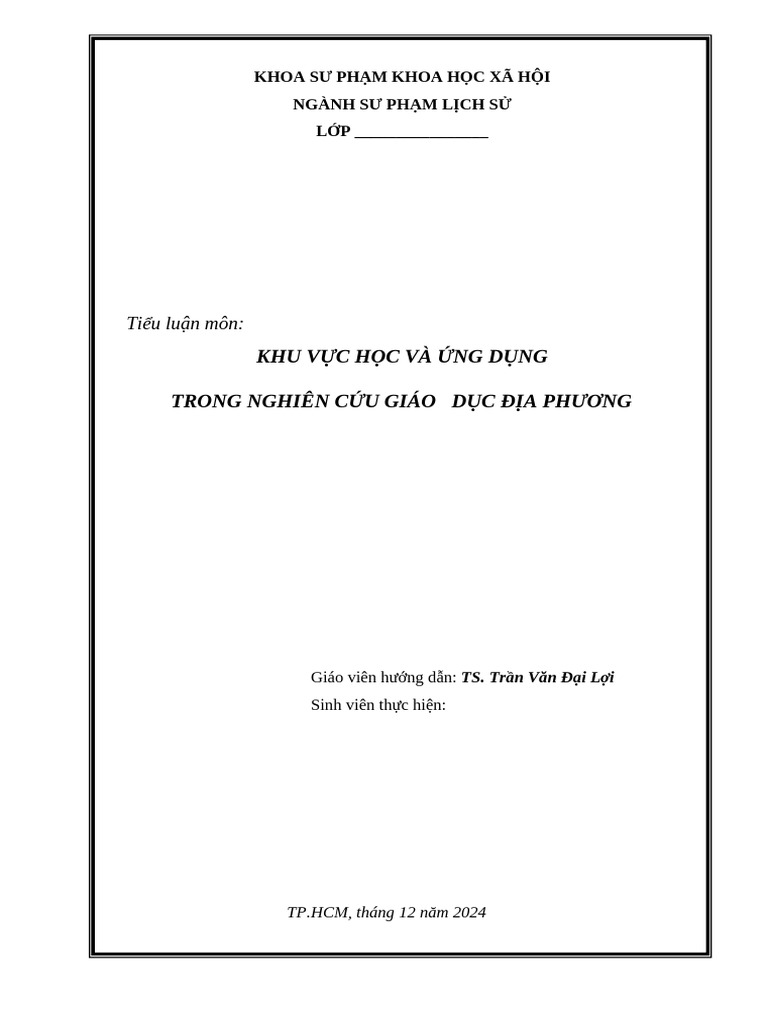 Mau Làm Tieu Luan Va Tieu Chi Danh Gia - HP KVH NCGDLSDP | PDF