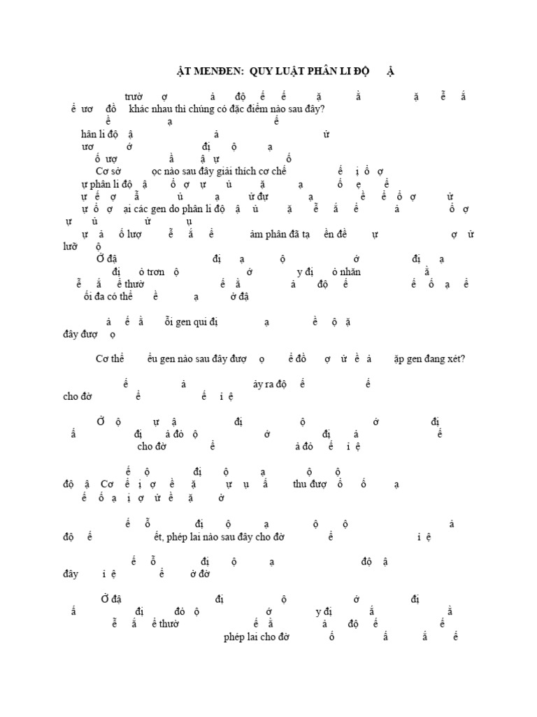 QUY LUAT PLDL MENDEN-17 CAU Ea43a | PDF