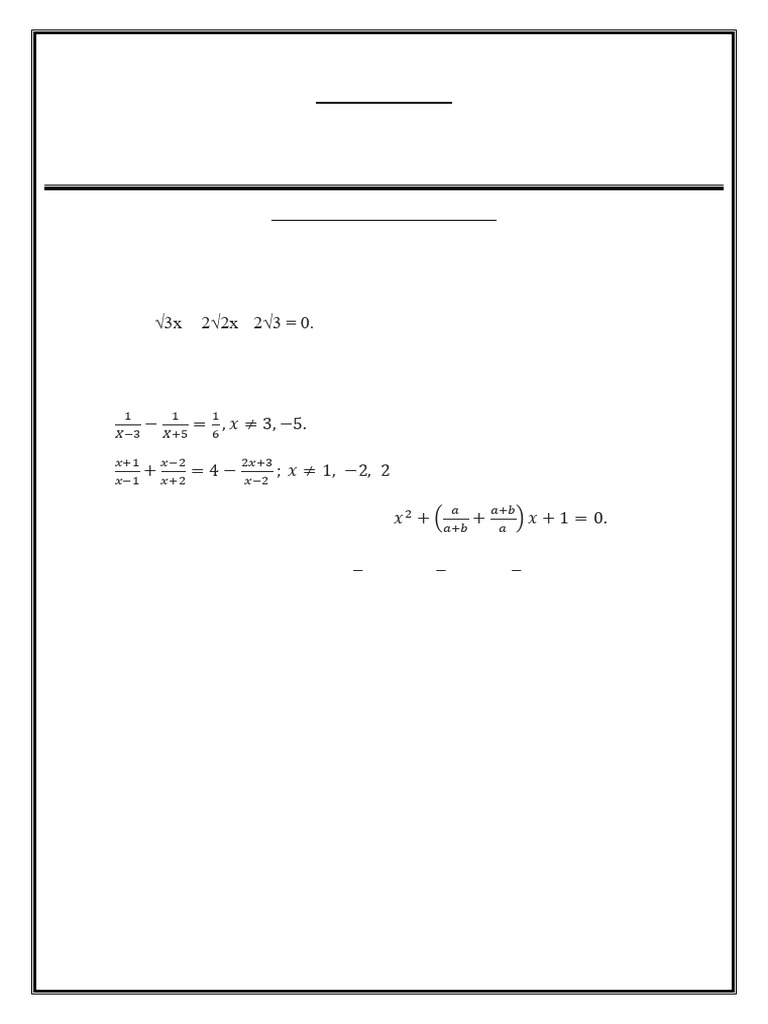 Quadratic Equations - Holiday Worksheet | PDF | Speed | Length